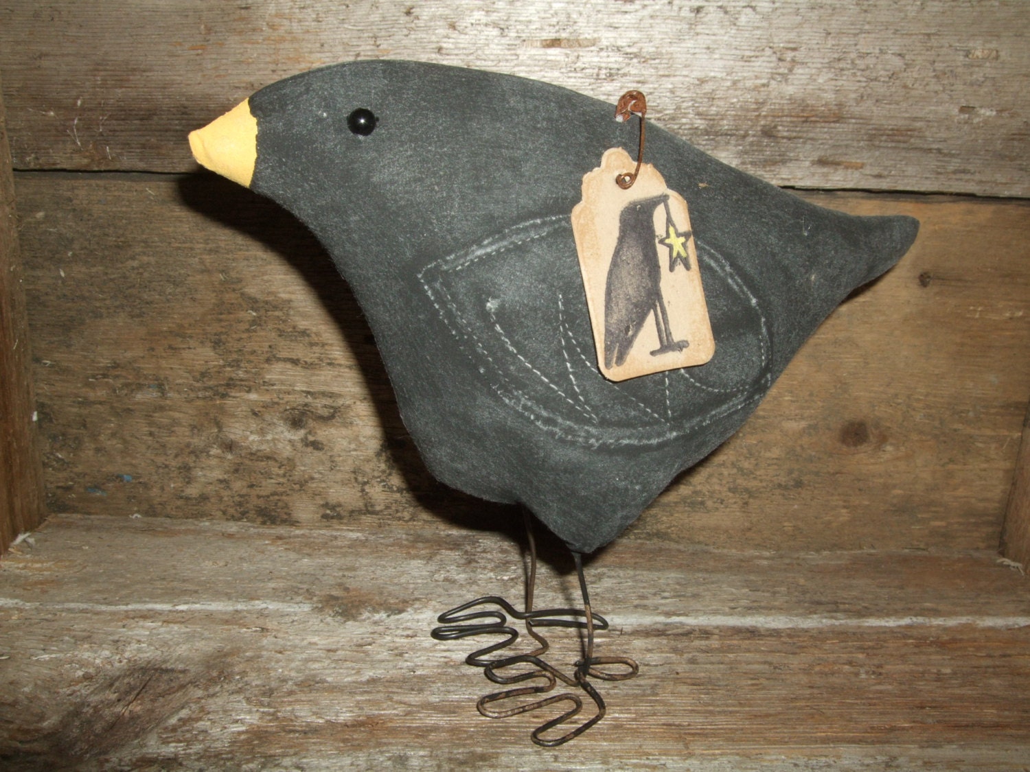 Primitive Fat Lil CROW Bird for Summer Rustic Folk Art Free - Etsy