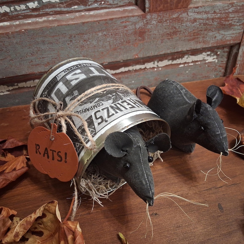 Primitive Adorable Spooky RATS in a Can Halloween Fall Rustic Farmhouse ...