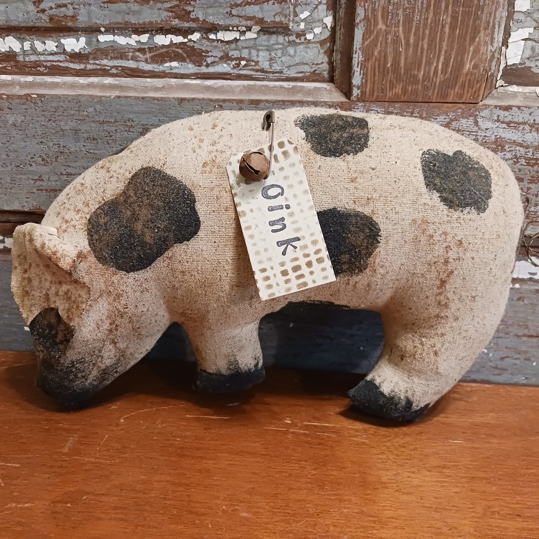 BIG Primitive Grungy PIG Folk Art HOG Rustic Leaner Ornie - Etsy