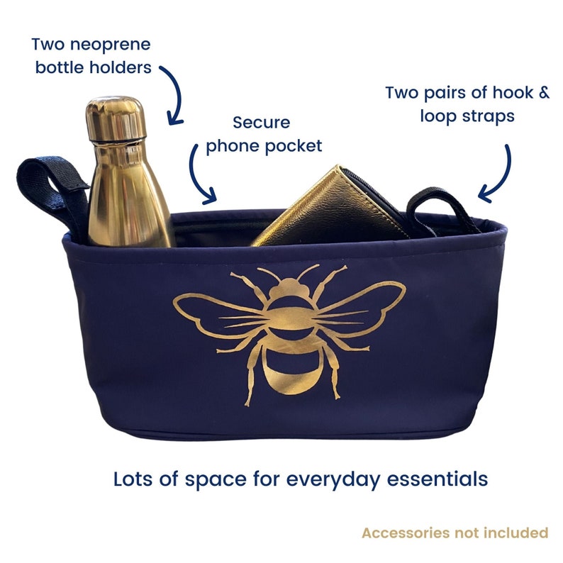 Bundlebean Wheelchair Organiser Bag - GOLD BEES - Etsy UK