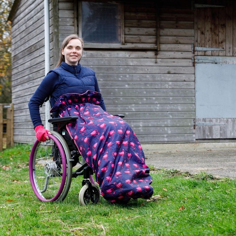 Bundlebean Adult Fleece-lined Wheelchair Cosy - NAVY FLAMINGO - Etsy