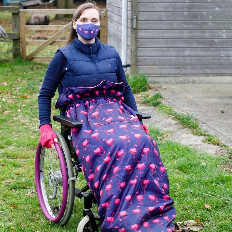 Bundlebean Adult Fleece-lined Wheelchair Cosy - NAVY FLAMINGO - Etsy