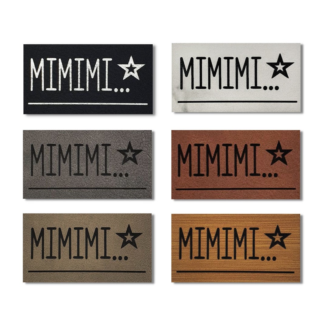 Kunstleder Label Mimimi viele Farben 55x30 Handmadelabel zum Aufnähen ...