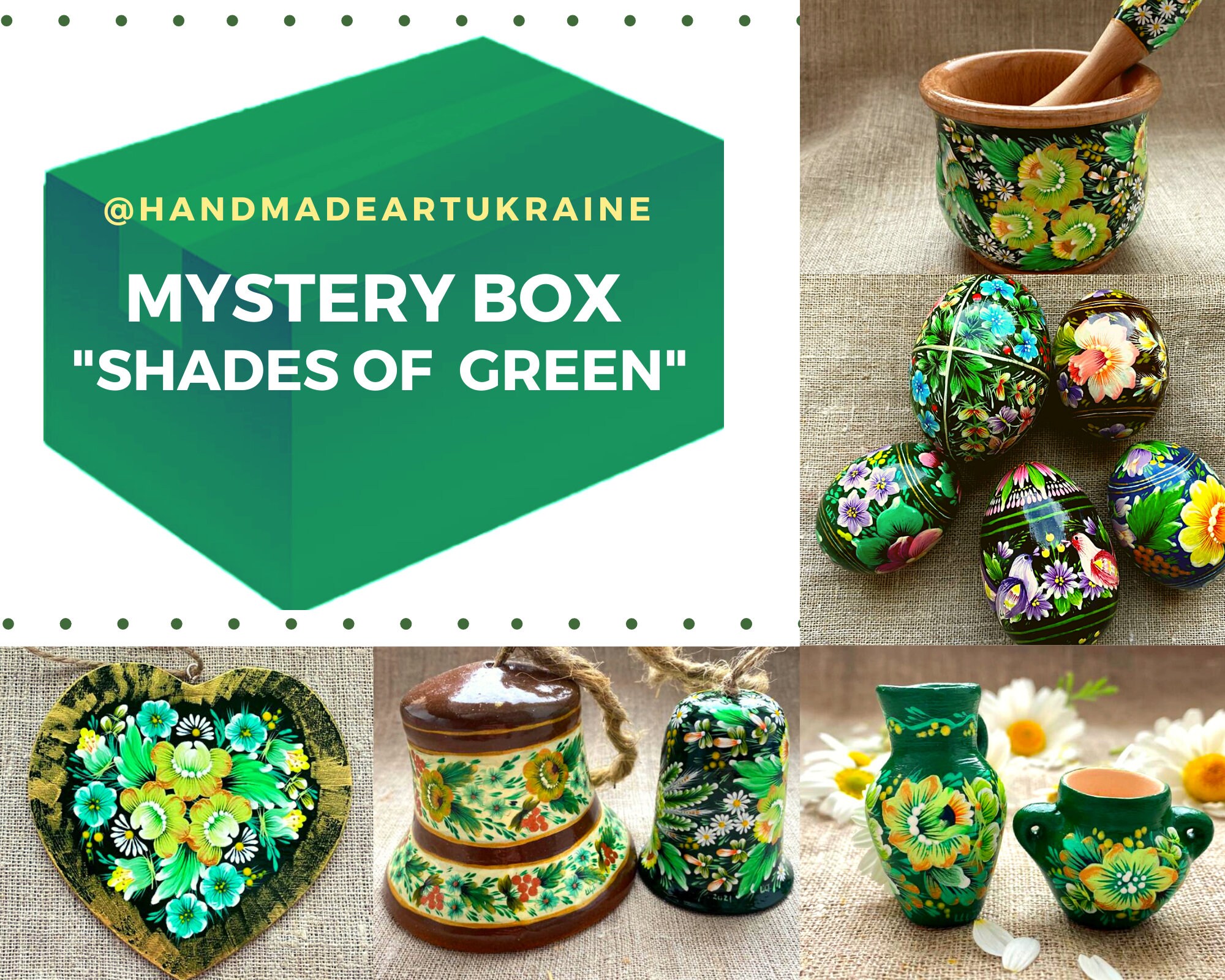 Mystery Box EMERALD GREEN Mix of 5 Different Wooden Painted - Etsy