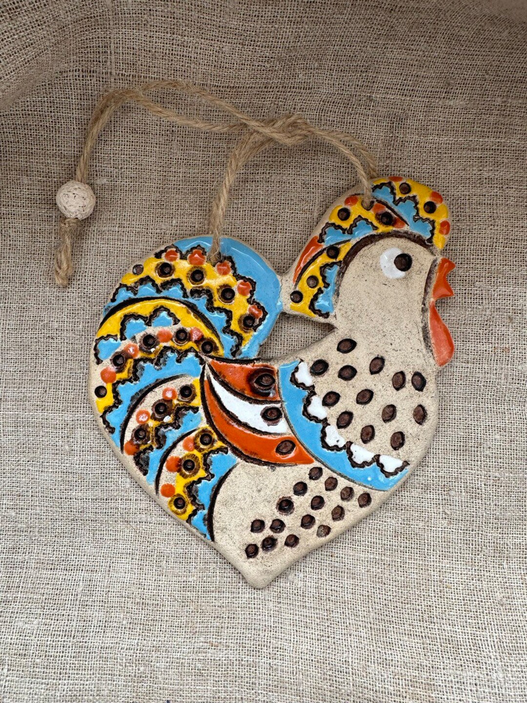 Ukrainian Clay HANGING ROOSTER, Bird Ornament Made in Ukraine, Handmade ...