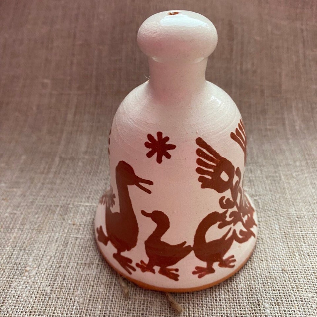 Geese Family Сlay Bell, Brown & White Bell Home Decor, Handmade Painted ...