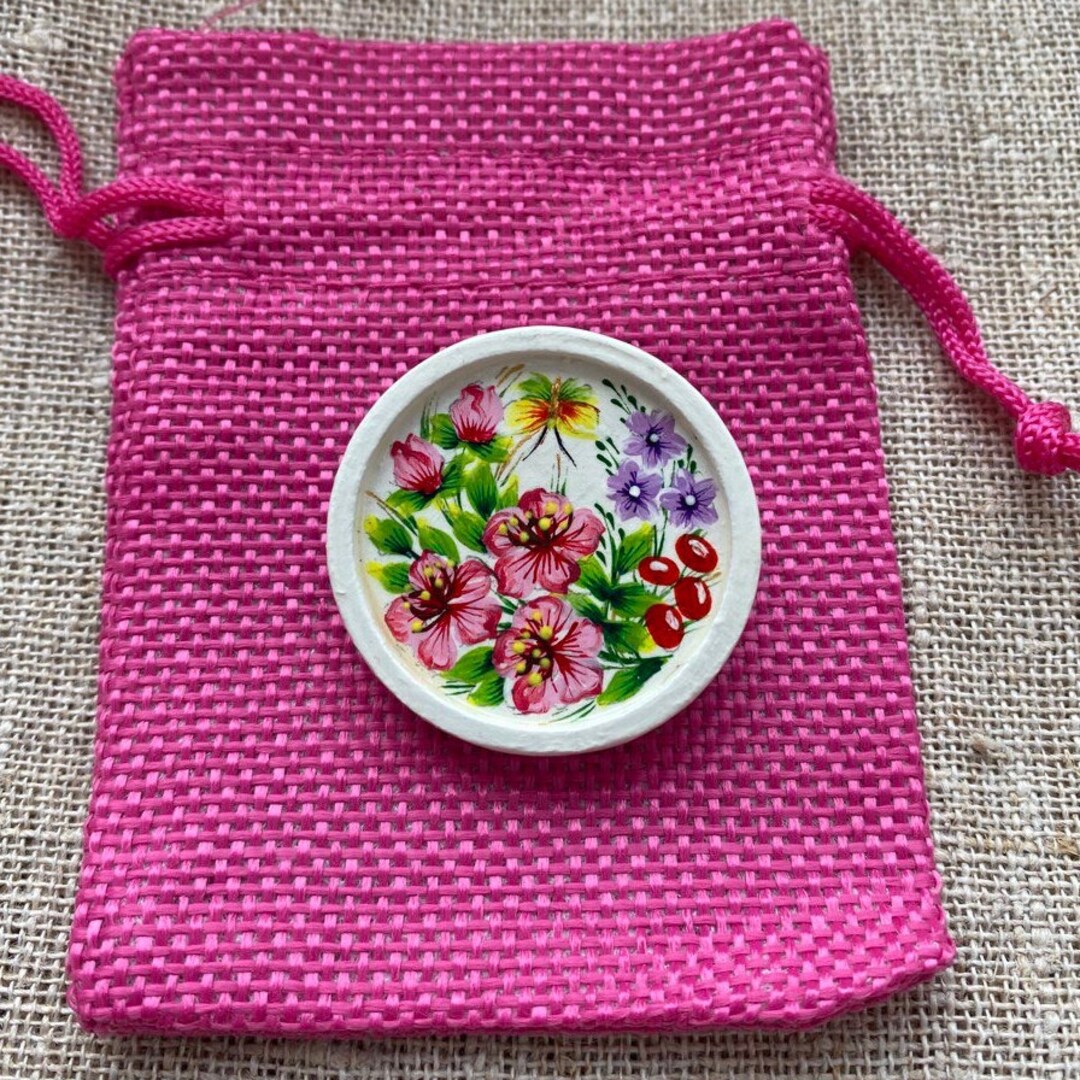 Cherry Blossom Ukrainian Painted Brooch, Handmade Wooden Authentic ...