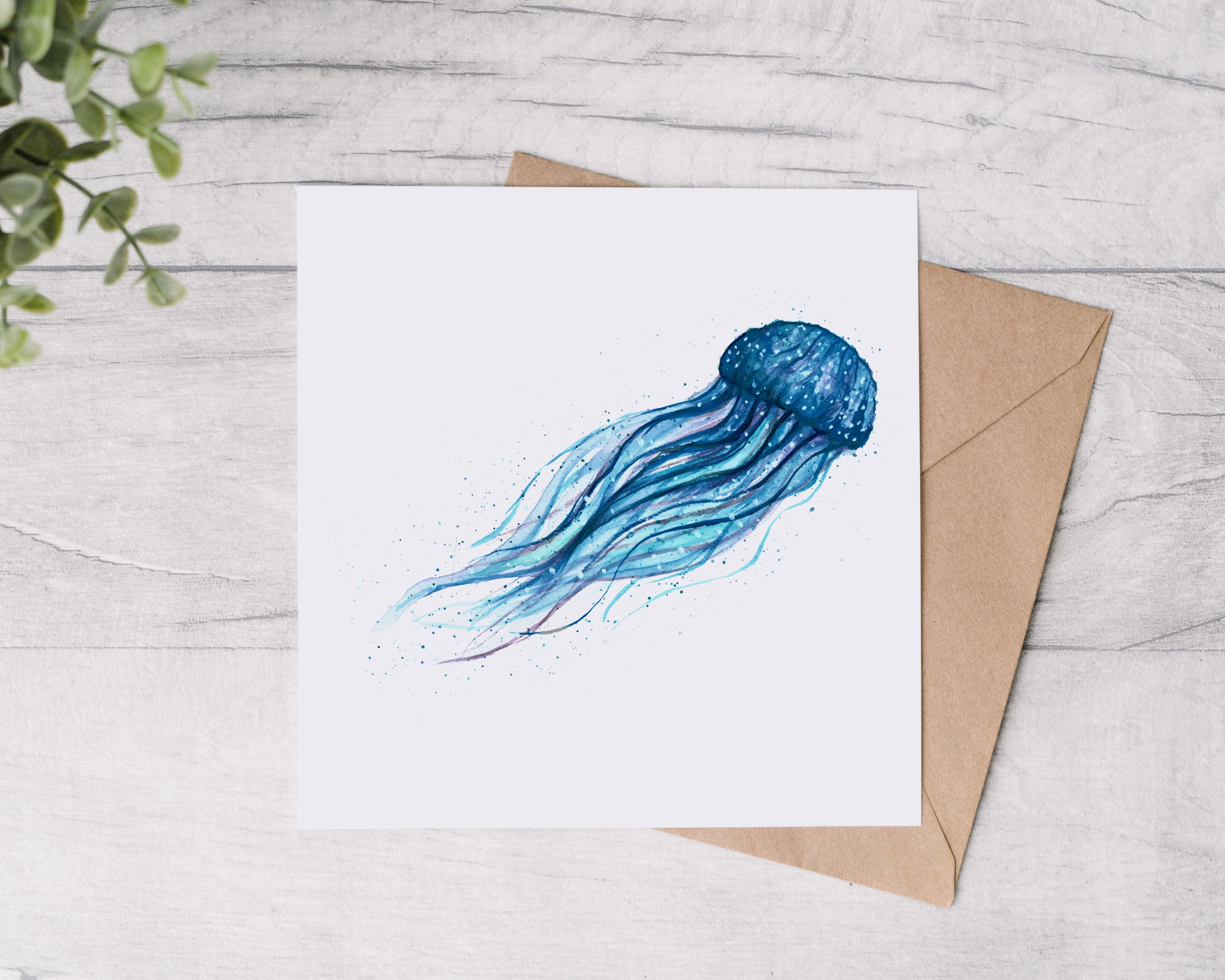 Jellyfish Greetings Card Watercolour Print - Etsy