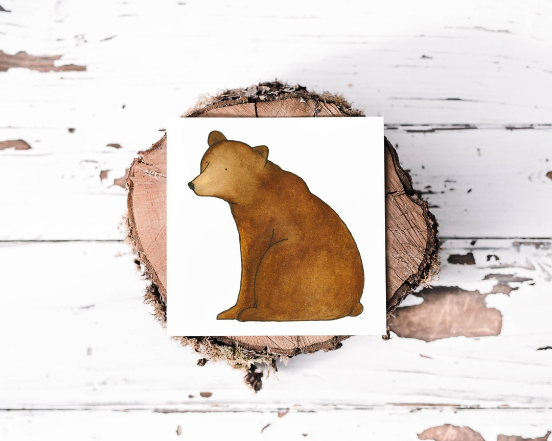Watercolour Brown Bear Card - Etsy
