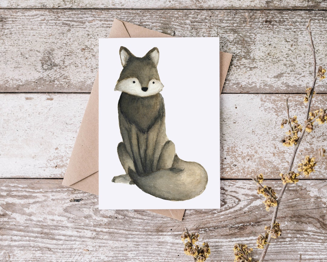 Wolf Greeting Card Blank Greetings Card Watercolour Print Woodland ...
