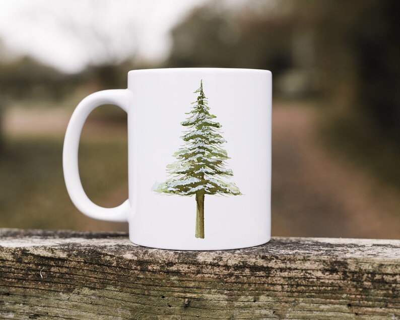 Watercolour Christmas Pine Tree Mug 10oz - Etsy