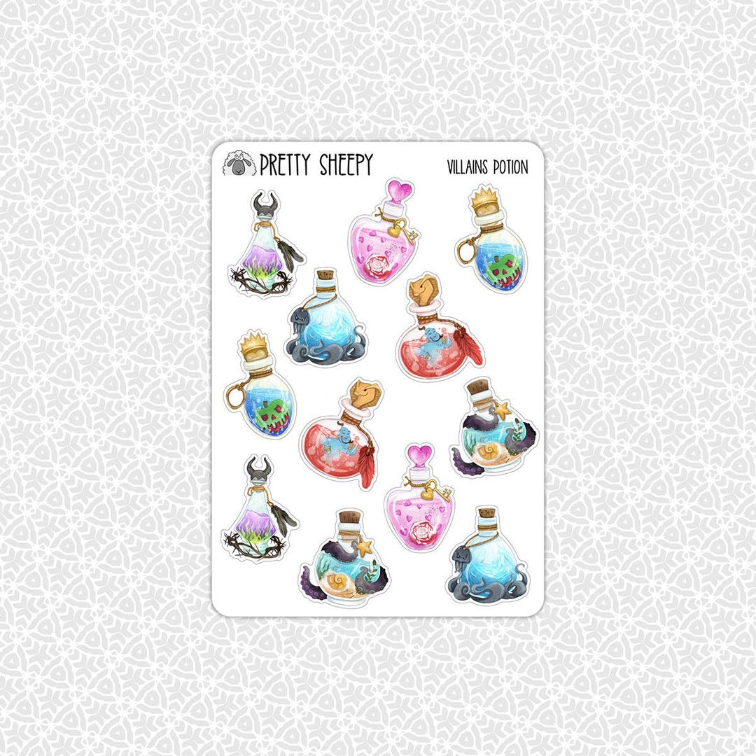 Sticker Sheet Villains Potions Stickers | Halloween Gift Party Favors ...