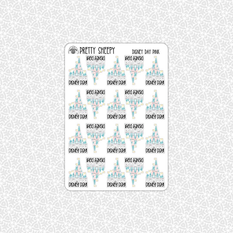 Sticker Sheet Dis Day Pink WDW Castle Stickers | 2 Sheet and Size ...