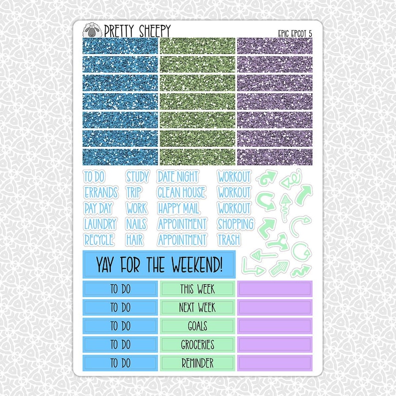 Planner Stickers Epic Epcot | Vertical Weekly Planner Kit Functional ...