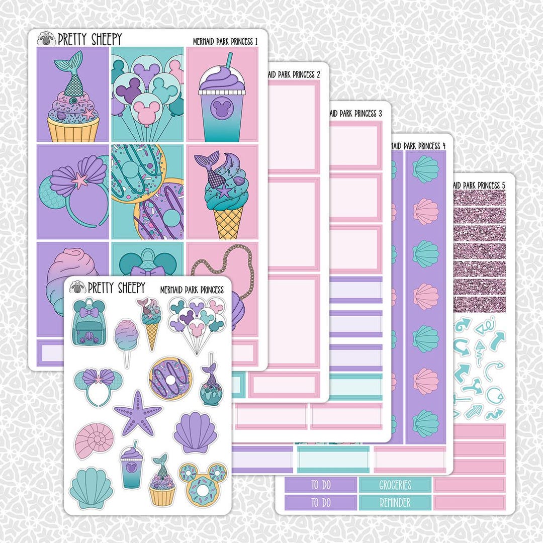 Planner Stickers Mermaid Park Princess | Ariel Little Mermaid Disney ...