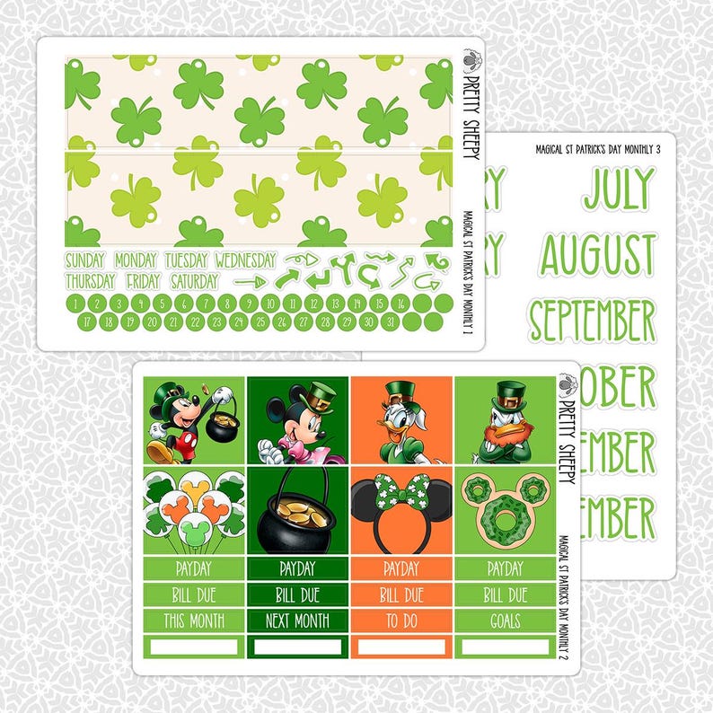 Monthly Planner Stickers Magical St Patrick's Day | Disney Monthly Kit ...