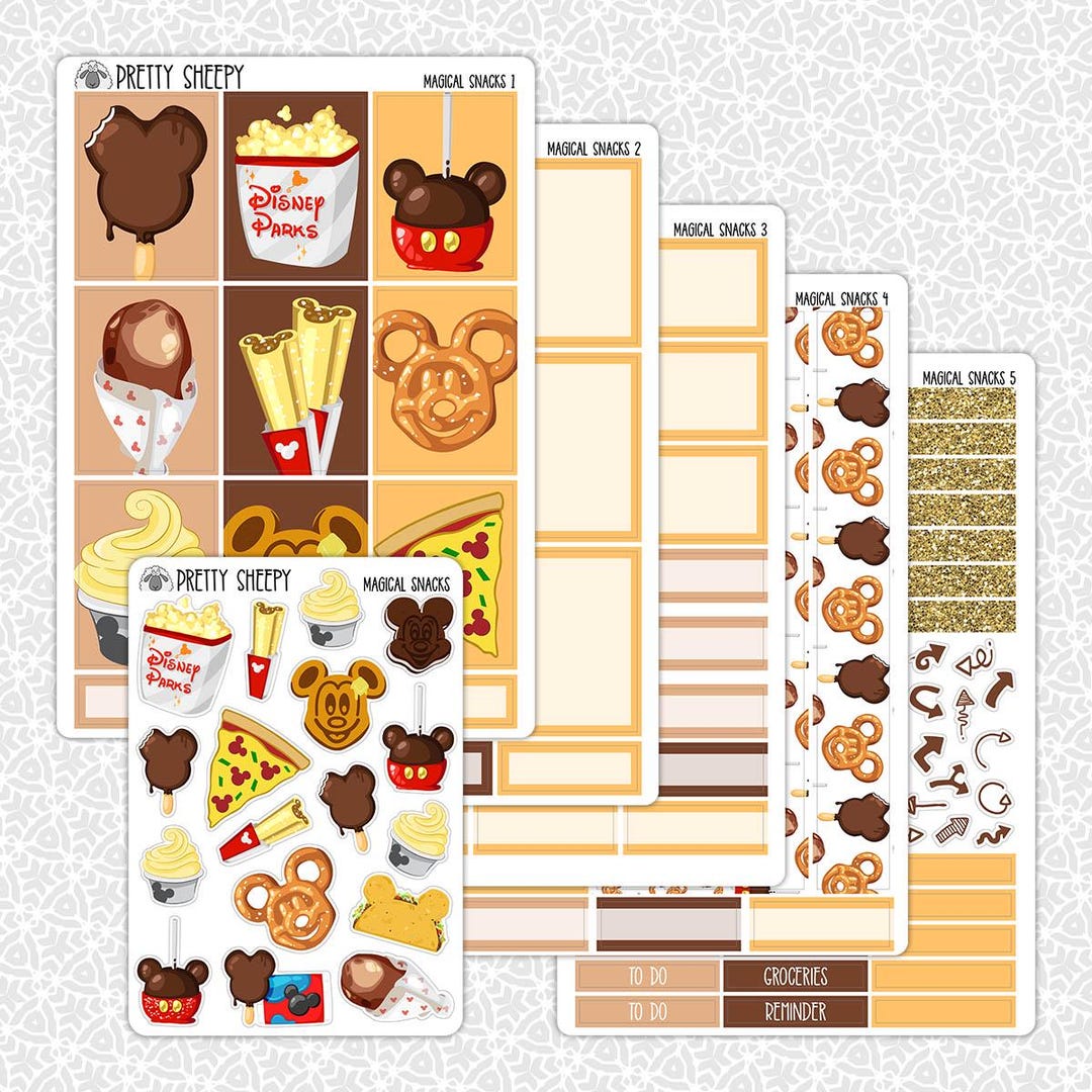 Planner Stickers Magical Snacks | Parks Weekly Planner Kit Functional ...