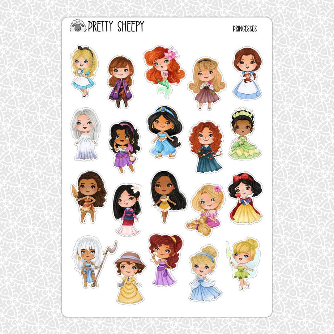 Sticker Sheet Princesses Stickers | Princess Party Favors Disney Gift ...