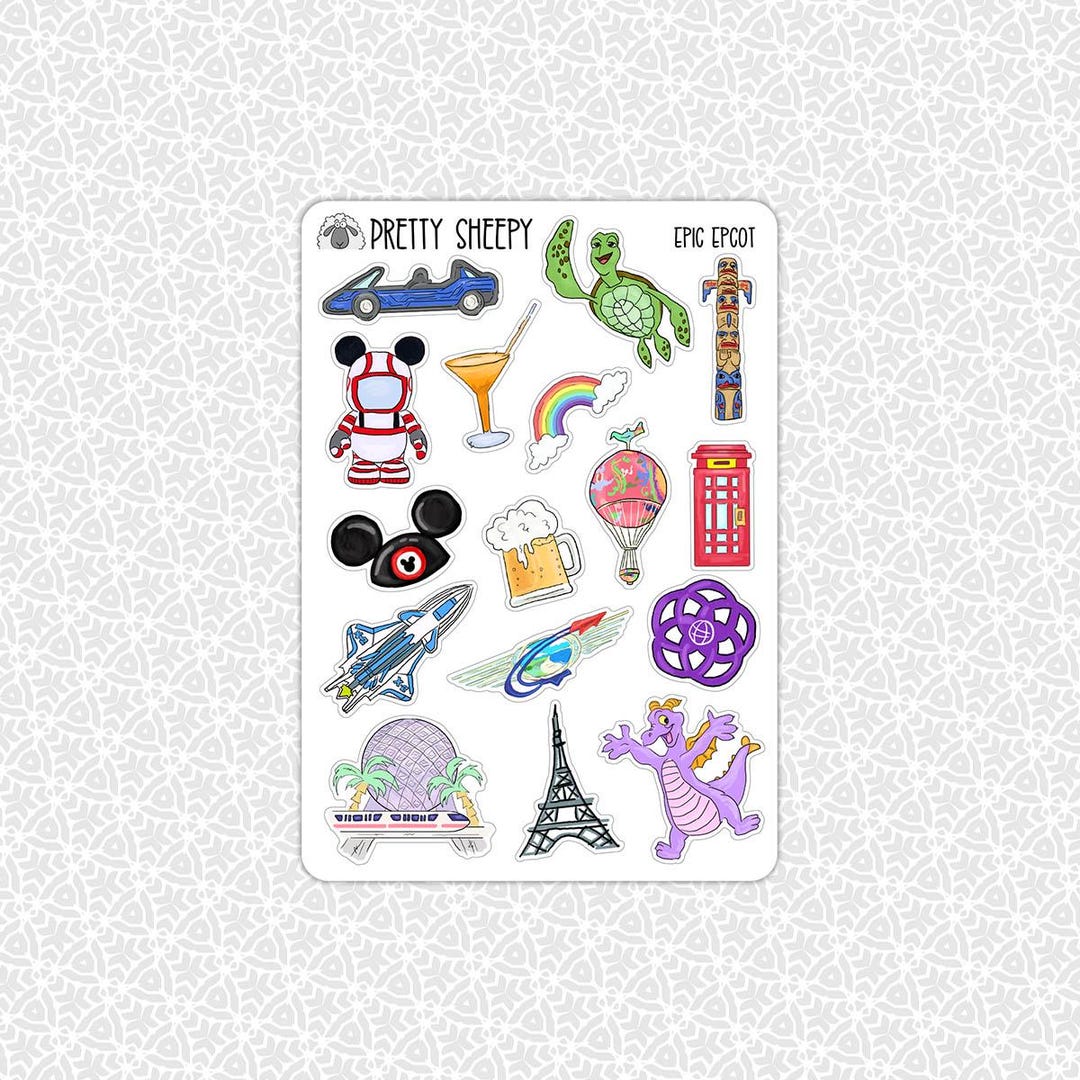 Sticker Sheet Epic Epcot Stickers | WDW Figment Junk Journal Gift Party ...