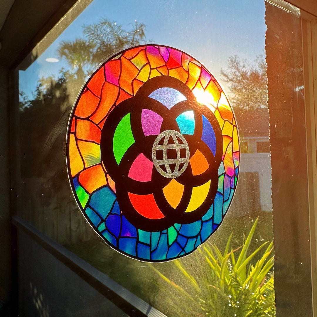 Stained Glass Spaceship Earth With Epcot Logo Circle Static Cling Gift ...