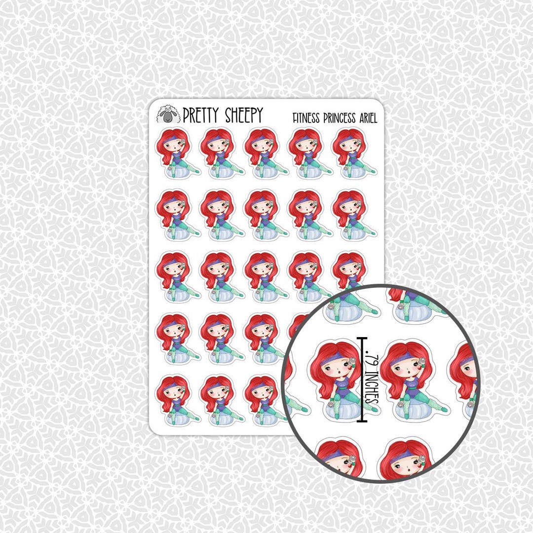 Sticker Sheet Fitness Princess Stickers Ariel | Goals Workout Disney ...