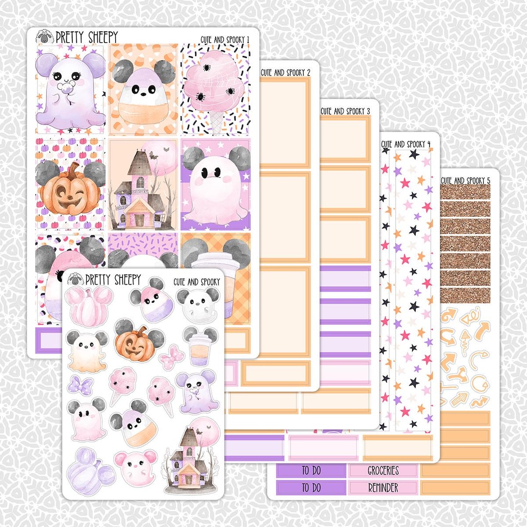 Planner Stickers Cute & Spooky | Halloween Vertical Weekly Planner Kit ...