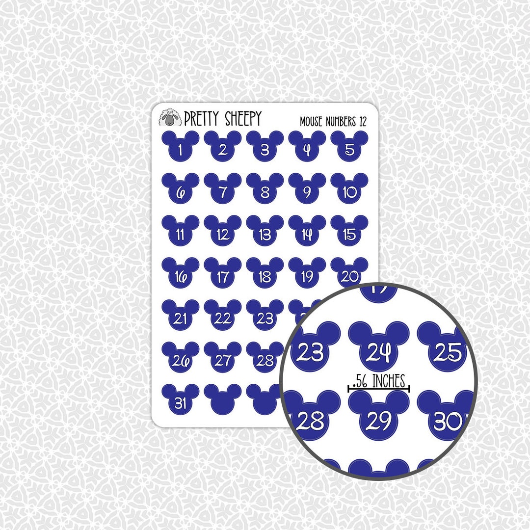 Mouse Numbers Stickers 12 Disney Countdown or Date Covers Disney ...