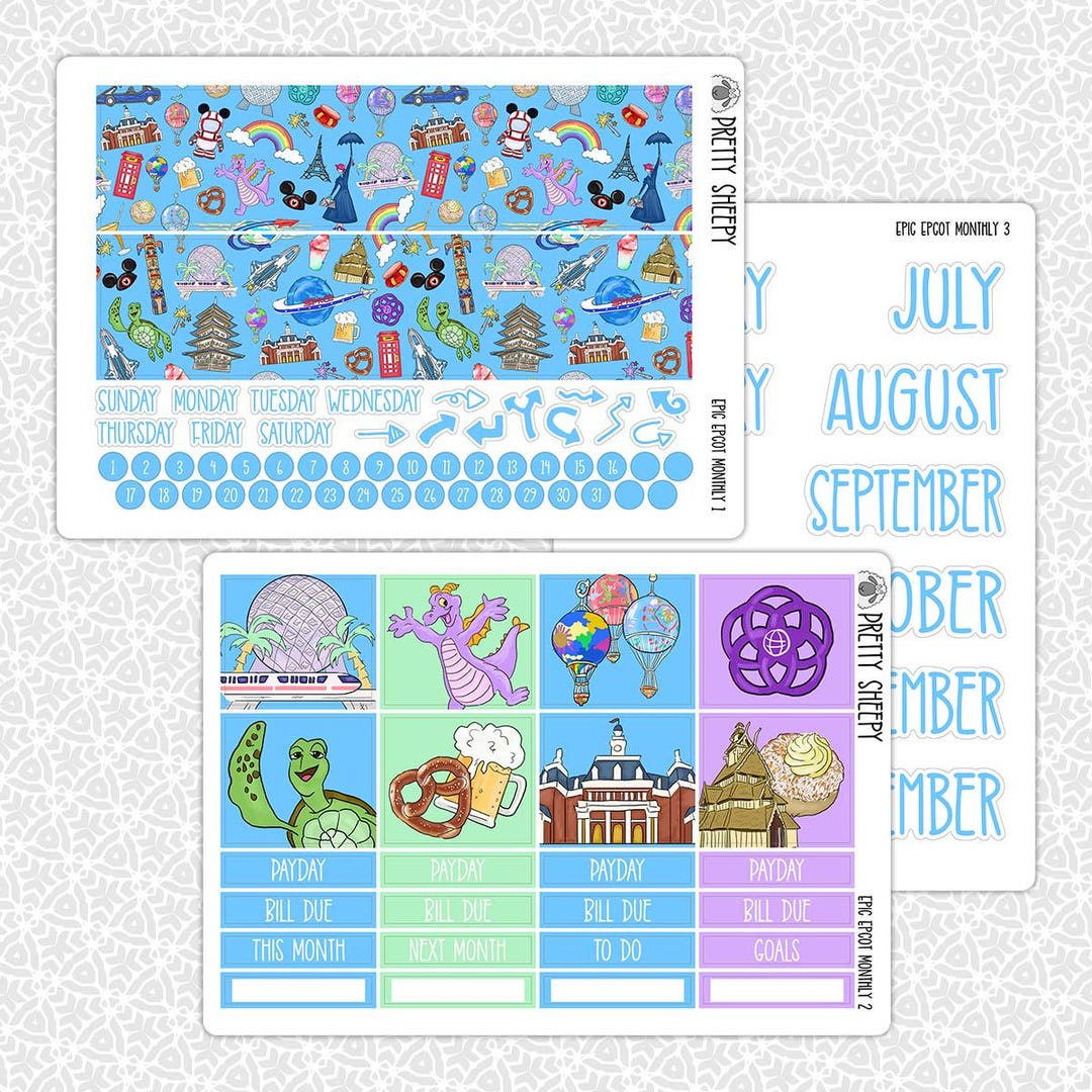 Monthly Planner Stickers Epic Epcot | Monthly Kit for Erin Condren ...
