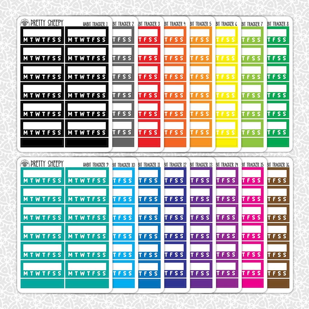 Sticker Sheet Habit Tracker Planner Stickers | Colorful Rainbow ...