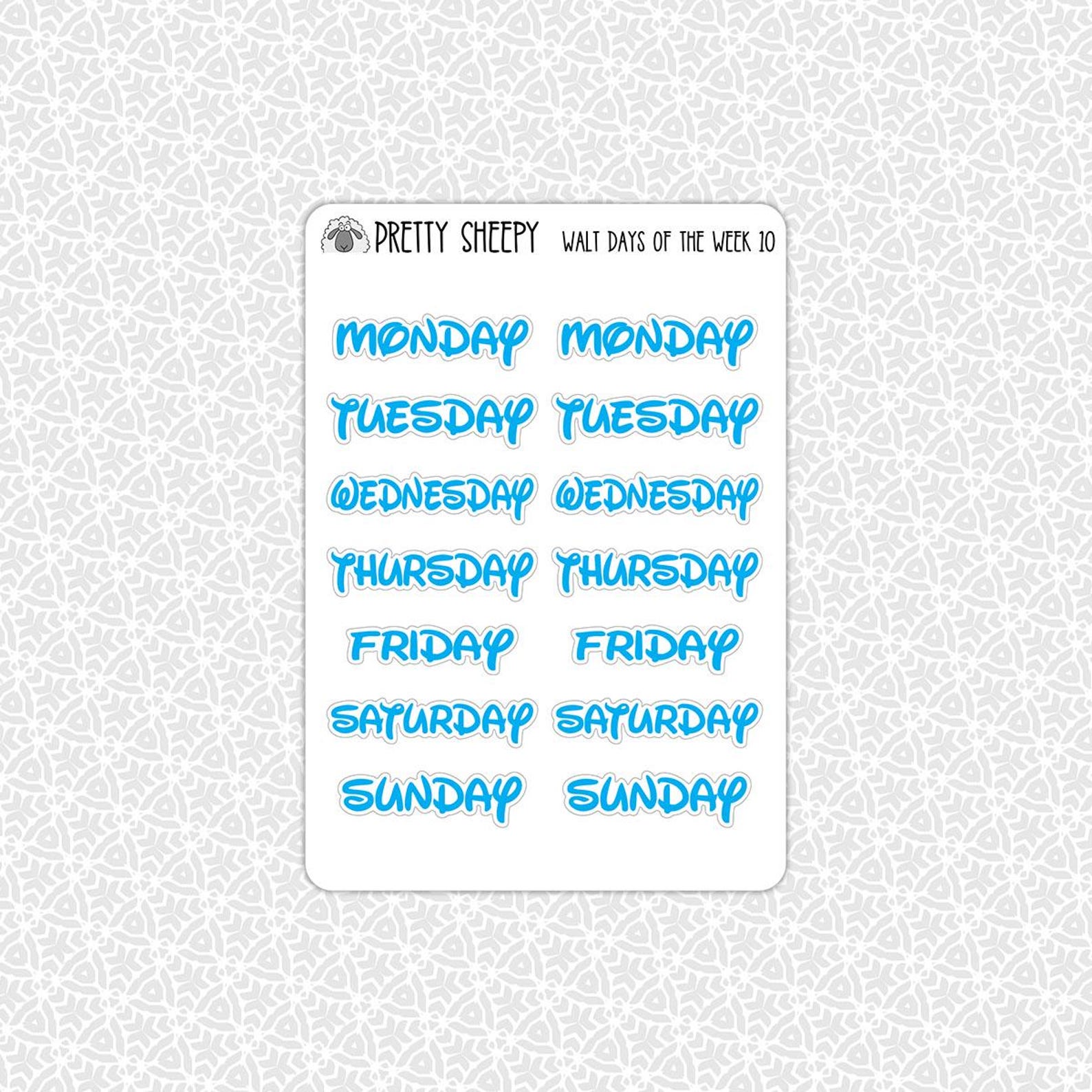 Sticker Sheet Walt Font Days of the Week Stickers | Gift Functional ...