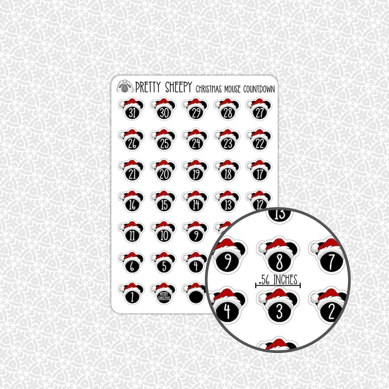 Sticker Sheet Christmas Countdown Stickers | Mickey Disney Gift Party ...