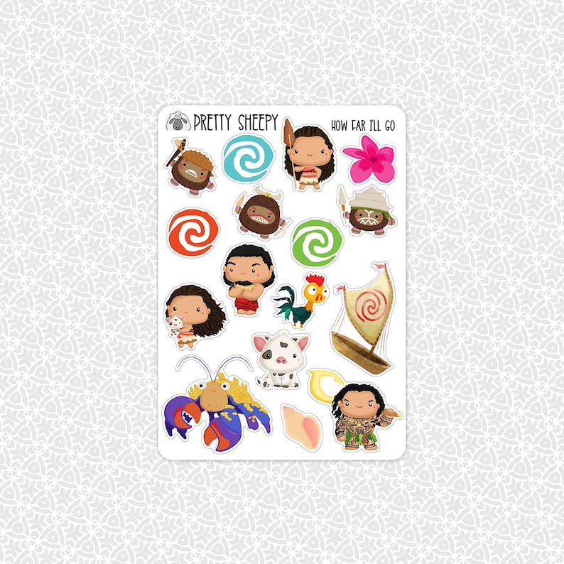 Sticker Sheet How Far I'll Go Stickers | Moana Gift Party Favors ...