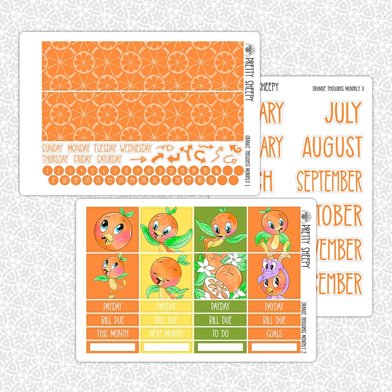 Monthly Planner Stickers Orange Thoughts | Orange Bird Disney Monthly ...