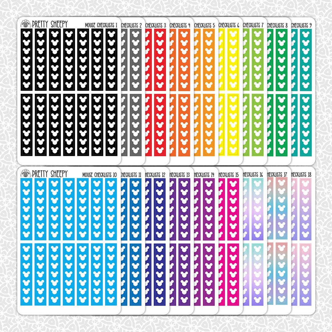 Mouse Checklists Stickers | Planner Checklists Mickey Disney Gift Idea ...