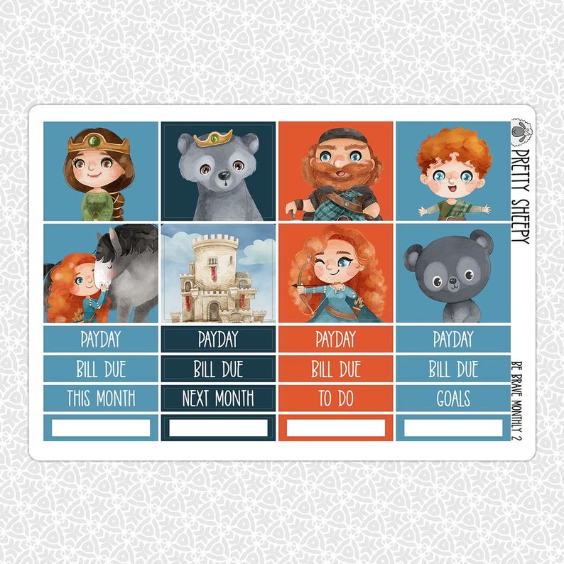 Monthly Planner Stickers Be Brave | Merida Monthly Kit for Erin Condren ...