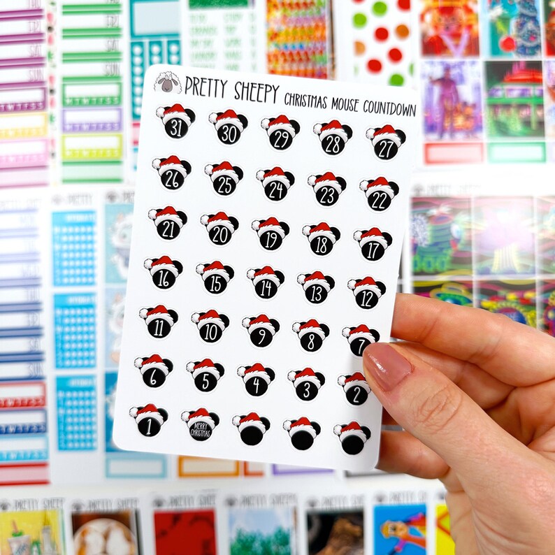 Sticker Sheet Christmas Countdown Stickers | Mickey Disney Gift Party ...