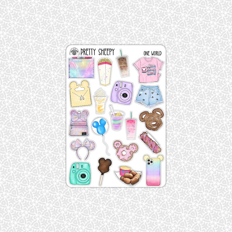 Planner Stickers One World | WDW Disney Weekly Planner Kit Functional ...