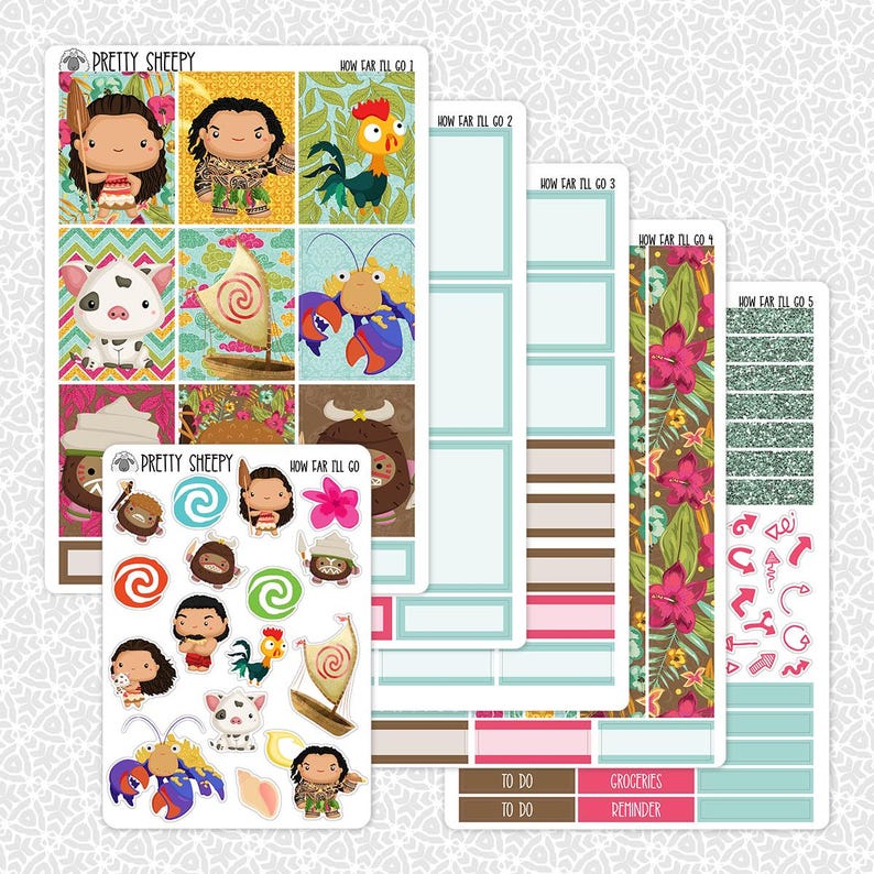 How Far I'll Go Planner Stickers | Moana Disney Planner Stickers Weekly ...