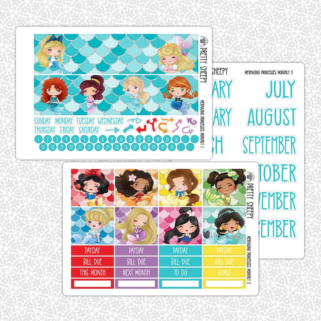 Mermazing Princesses Monthly Kit Monthly Planner Stickers Disney ...