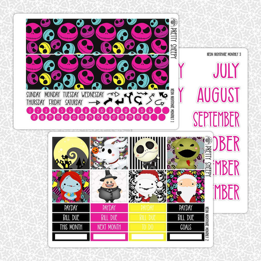 Neon Nightmare Monthly Kit Monthly Planner Stickers Nightmare Before ...