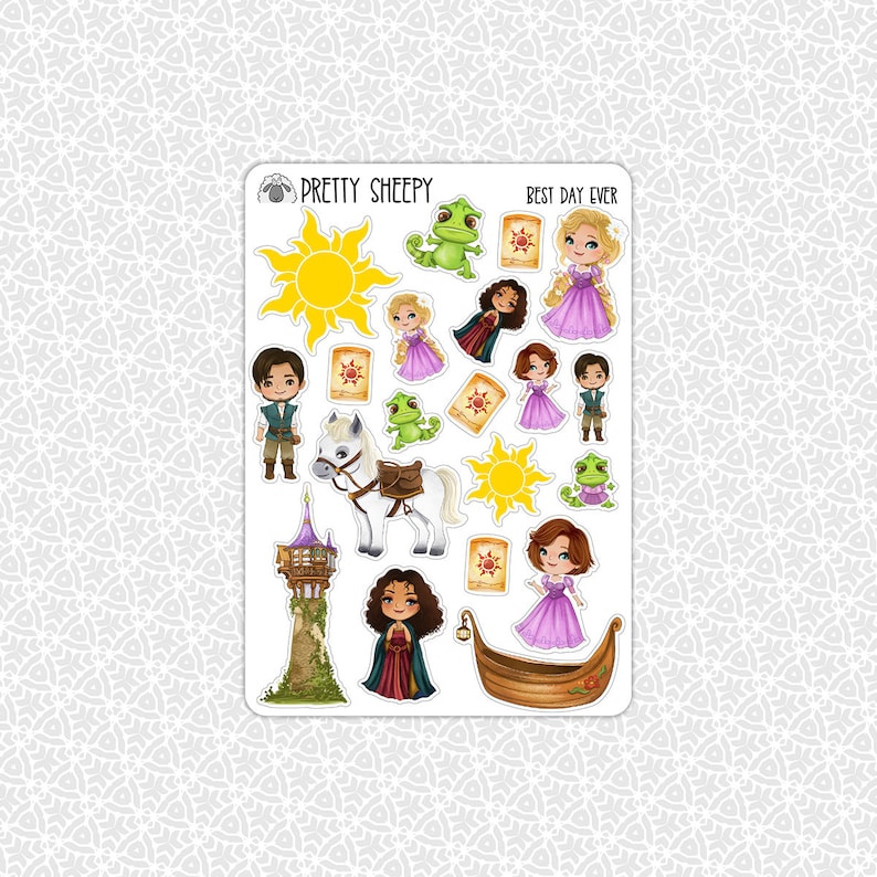 Best Day Ever Stickers | Tangled Rapunzel Disney Gift Idea Party Favors ...