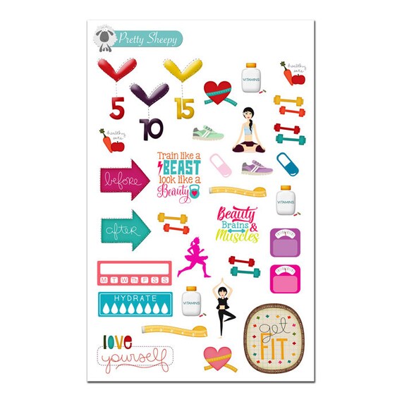 Fitness Planner Stickers Sampler Etsy