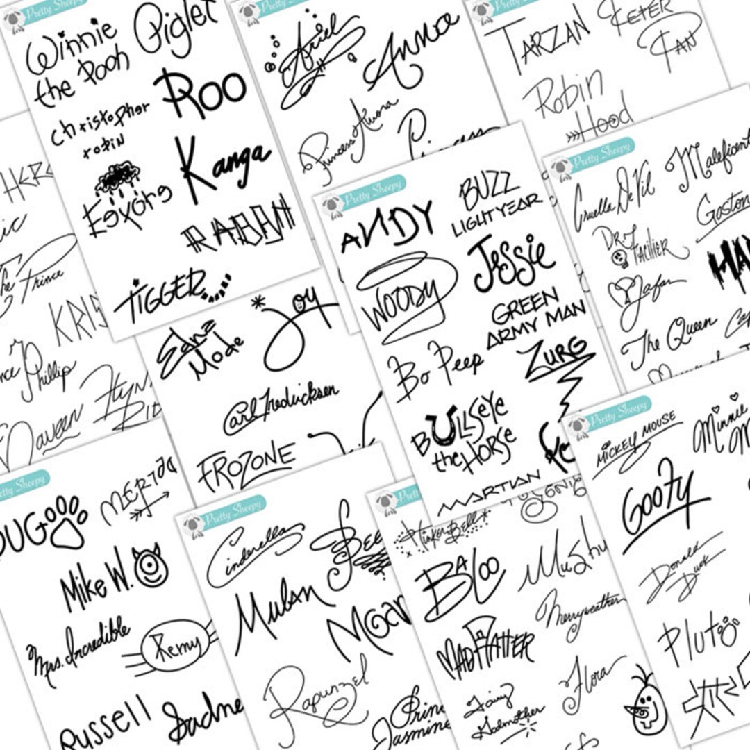 Character Autograph Stickers - Etsy