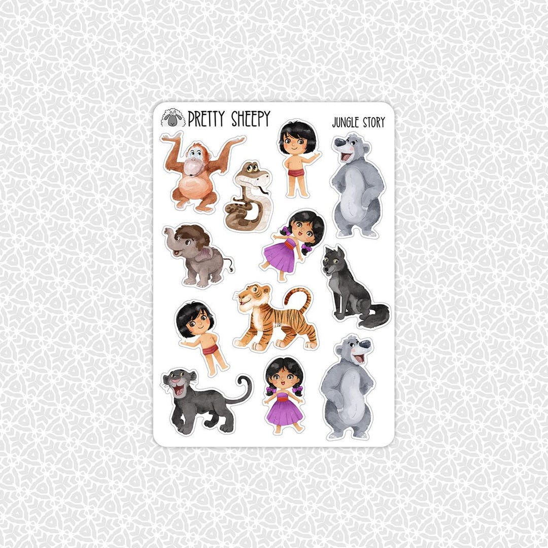 Sticker Sheet Jungle Story Stickers | Jungle Book Gift Party Favors ...