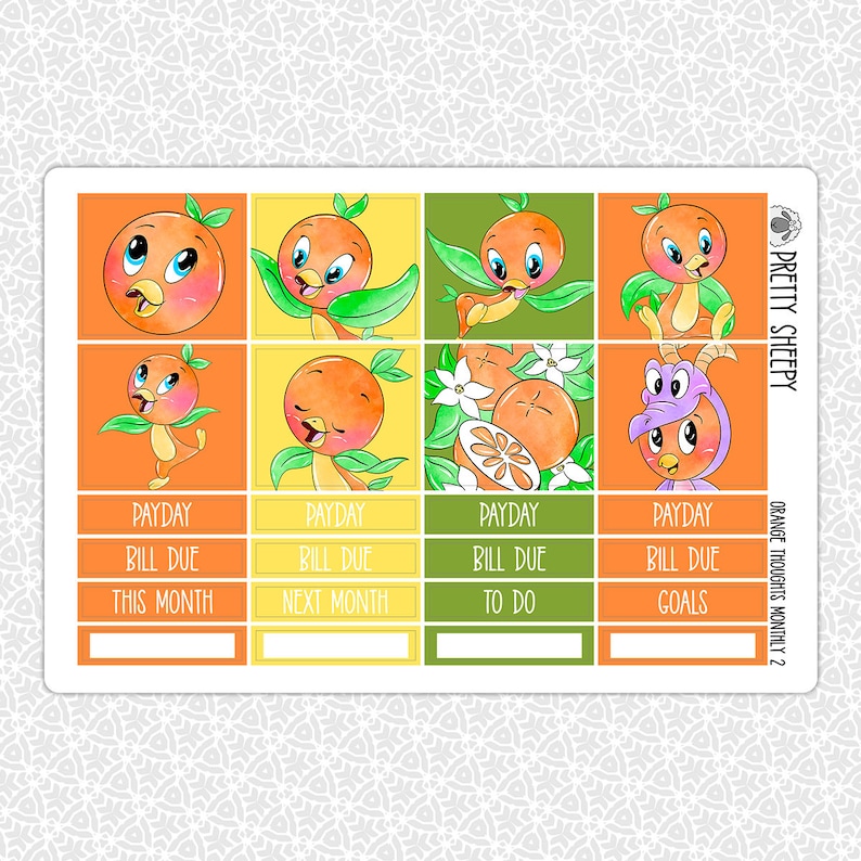 Monthly Planner Stickers Orange Thoughts | Orange Bird Disney Monthly ...