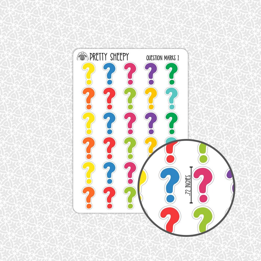 Sticker Sheet Question Marks Stickers | Back to School Year Teacher ...