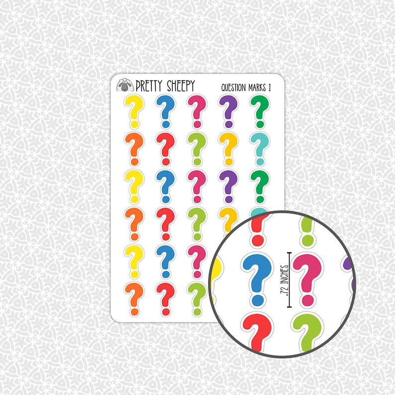 Sticker Sheet Question Marks Stickers | Back to School Year Teacher ...