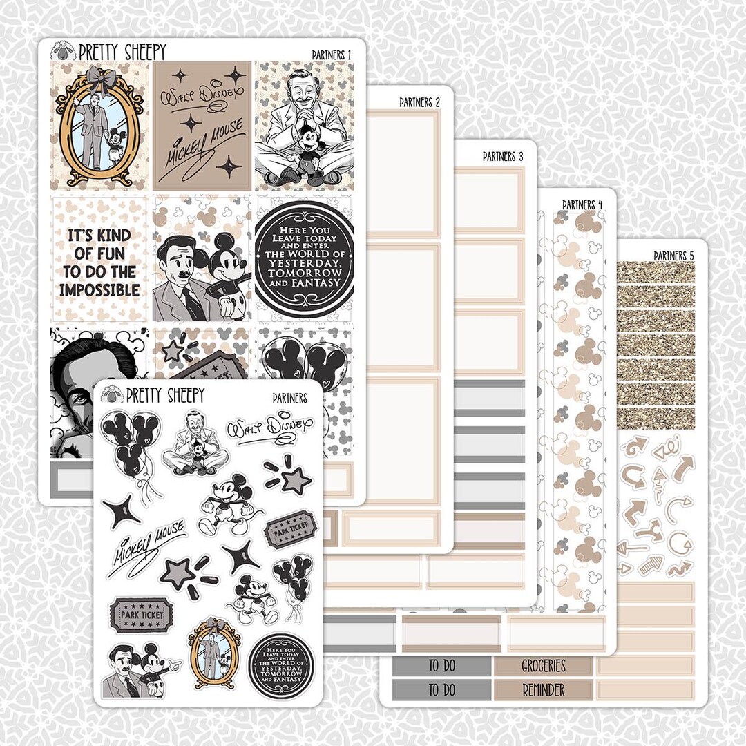Planner Stickers Partners Walt & Mickey | Walt Weekly Planner Kit ...