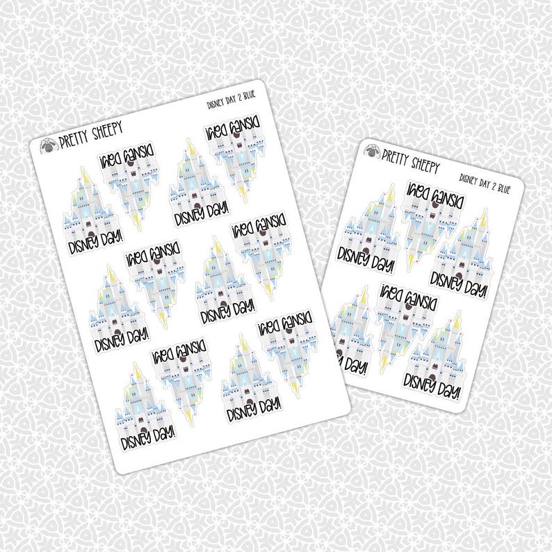 Sticker Sheet Dis Day Blue WDW Castle Stickers | 2 Sheet and Size ...