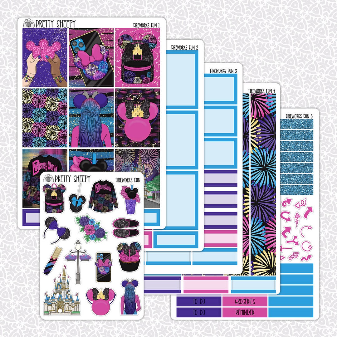 Planner Stickers Fireworks Fun | Vertical Weekly Planner Kit Functional ...